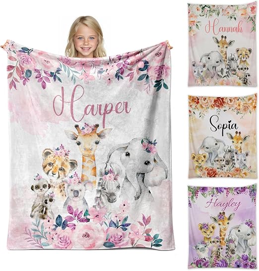 Amazon.com: Personalized Baby Blanket for Girls with Name, Custom Baby ...