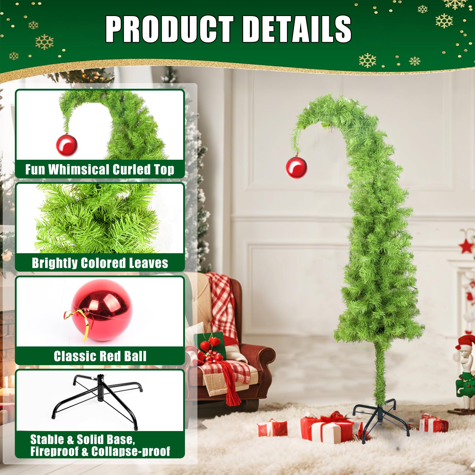 Snapklik.com : 5FT Lime Green Christmas Tree Bendable Artificial ...