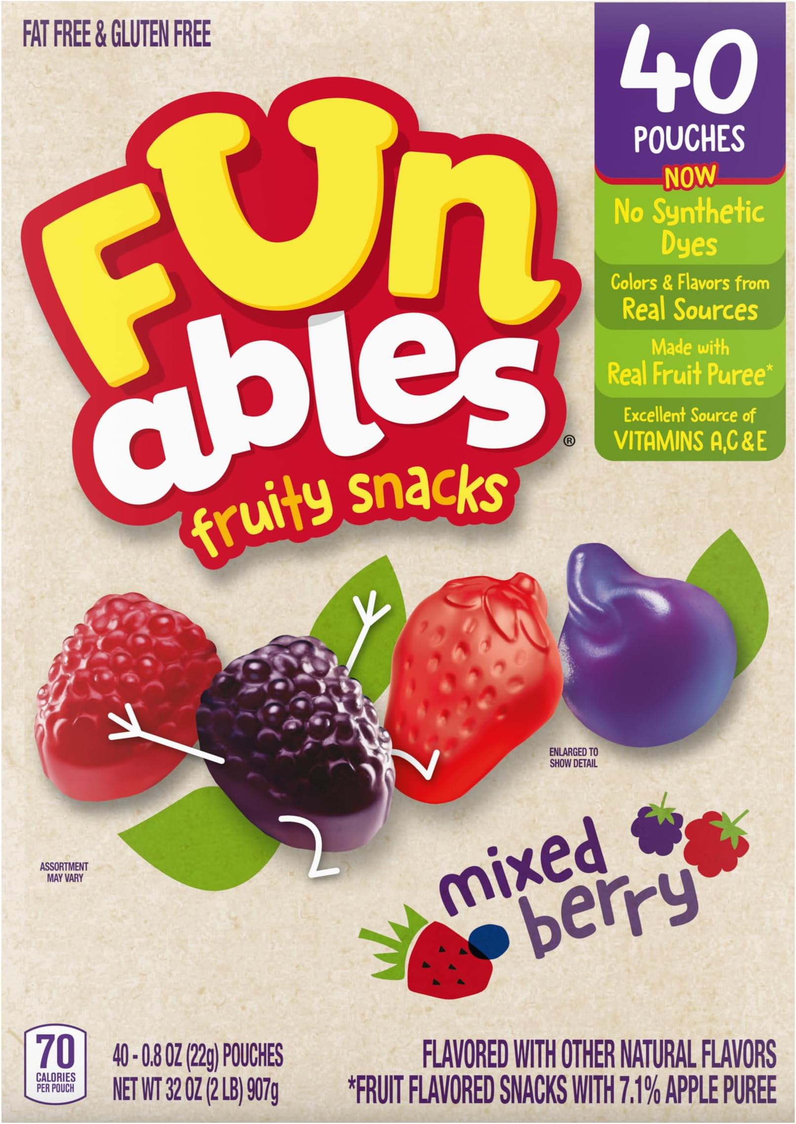 Amazon.com: Funables Fruity Snacks, Mixed Berry Flavored Snacks, 32 oz ...