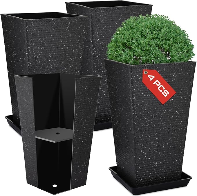 Amazon.com : SiliFine 4 Pcs Extra Large Tall Outdoor Planters 21 Inch ...