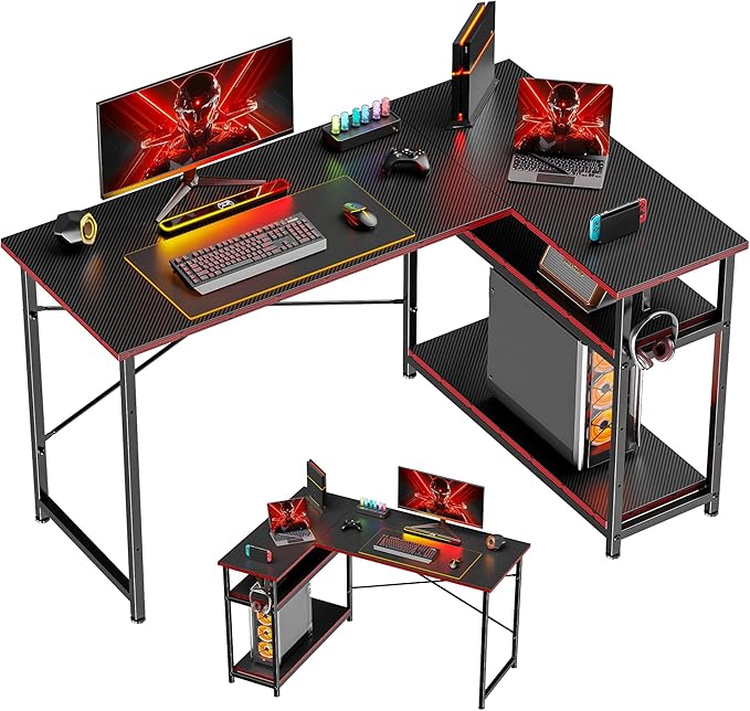 Amazon.co.jp: Alebert｢アレベルト｣ デスク 机 L字デスク パソコンデスク「メーカー一年保証」 幅107cm 机 pcデスク 勉強机 テーブル 作業机 ゲーミングデスク ...