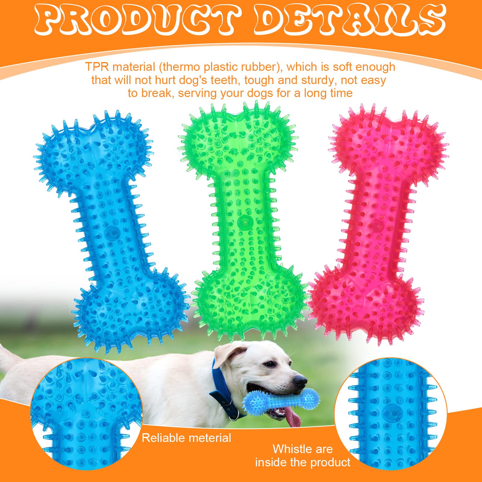 16 Pcs Dog Squeaky Toys Set Spikey Dog Chew Toys for Teething Squeaky ...