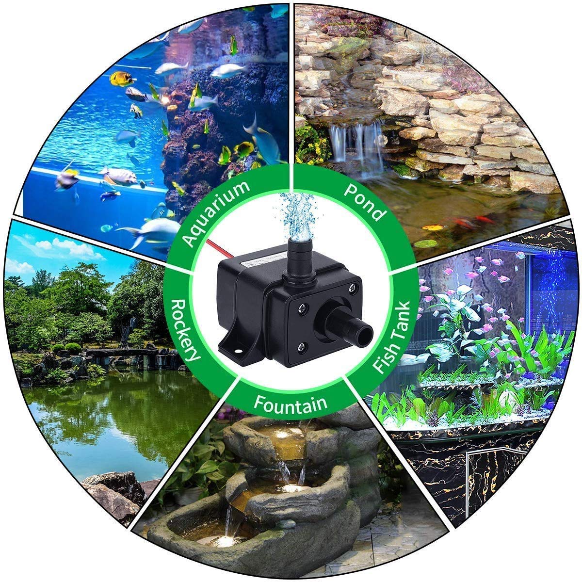 Winkeyes DC 12V Submersible Fountain Pump with 118" High Lift, 3.6W ...