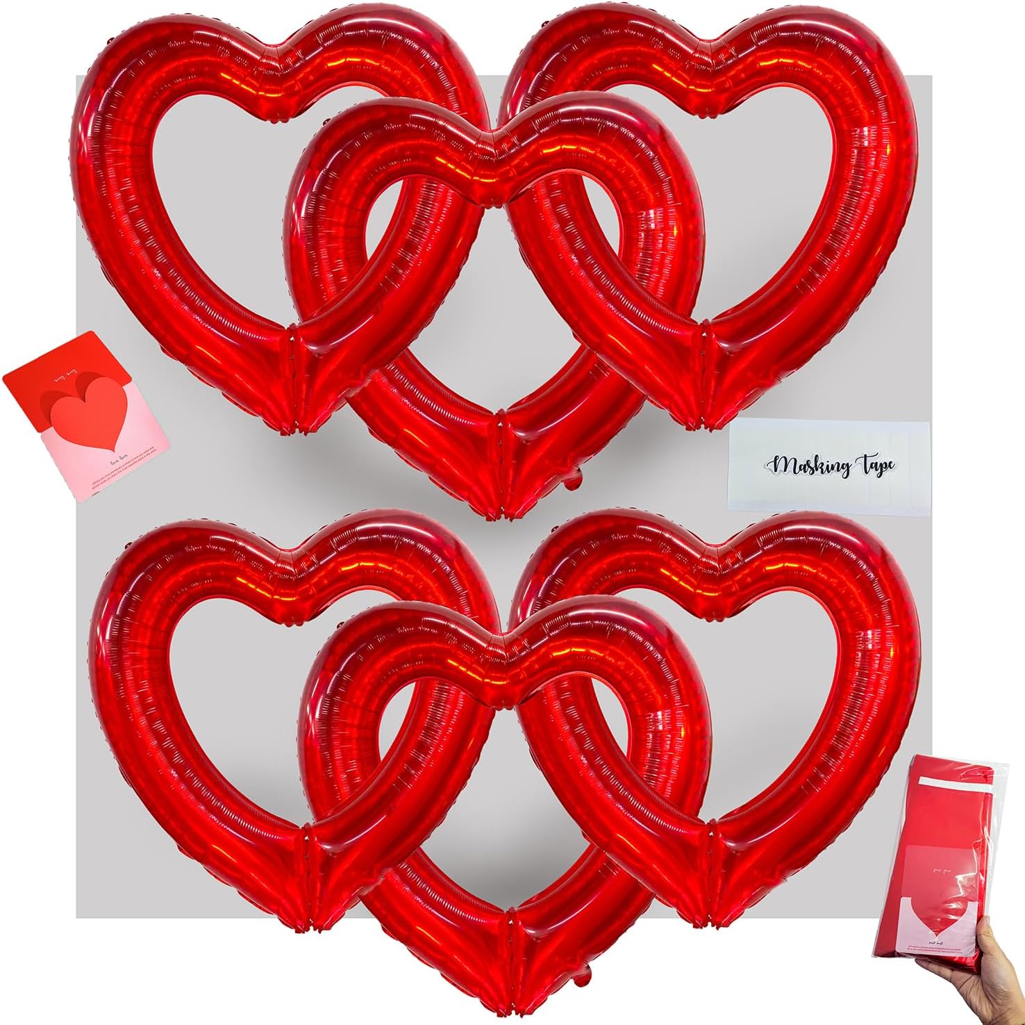 Amazon.com: Eanjia 32in Red Heart Foil Balloons (6 Pack) - DIY Wedding ...