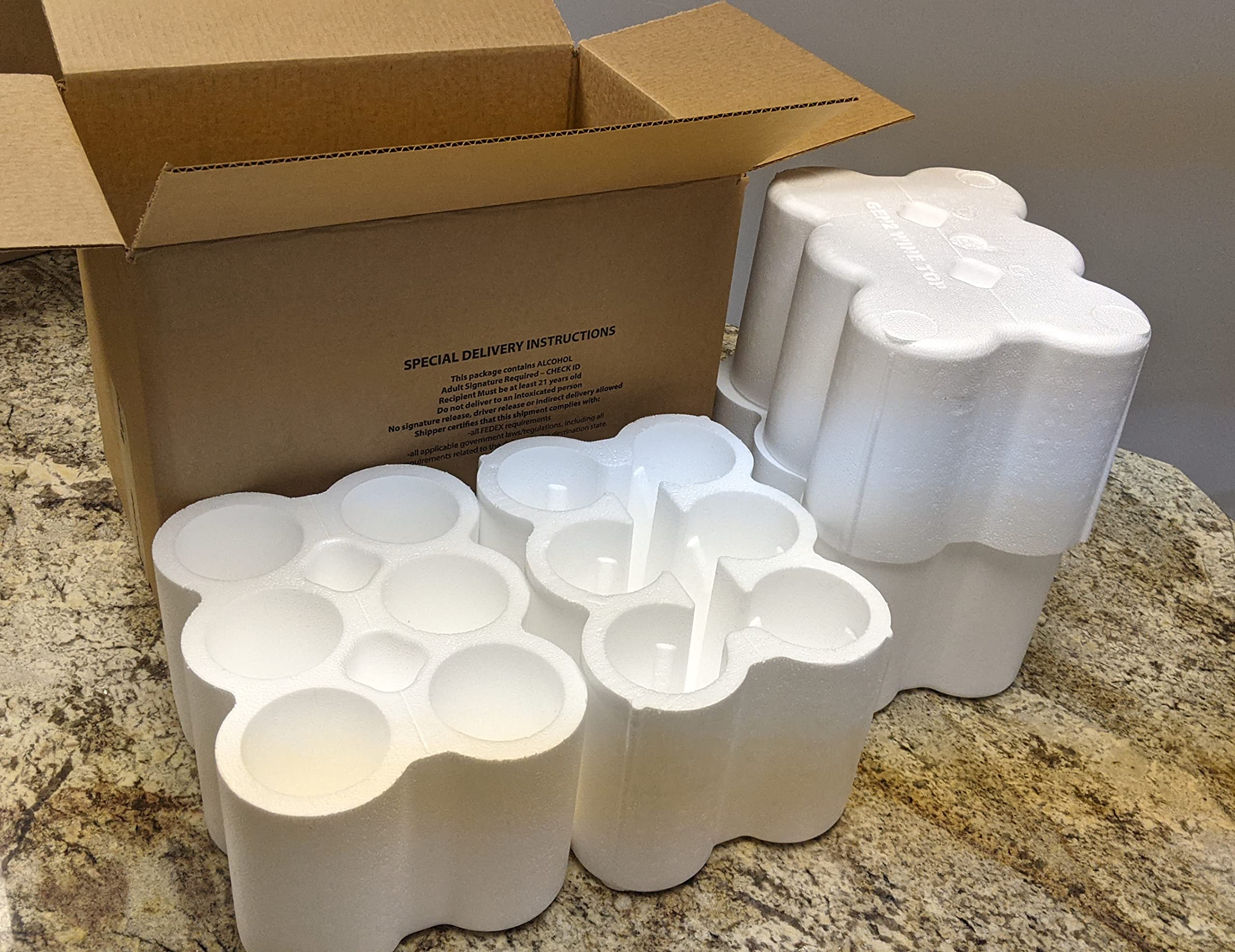 Amazon.com: Wine Shipping Box & Styrofoam Inserts - 750ml, 12 Bottles ...