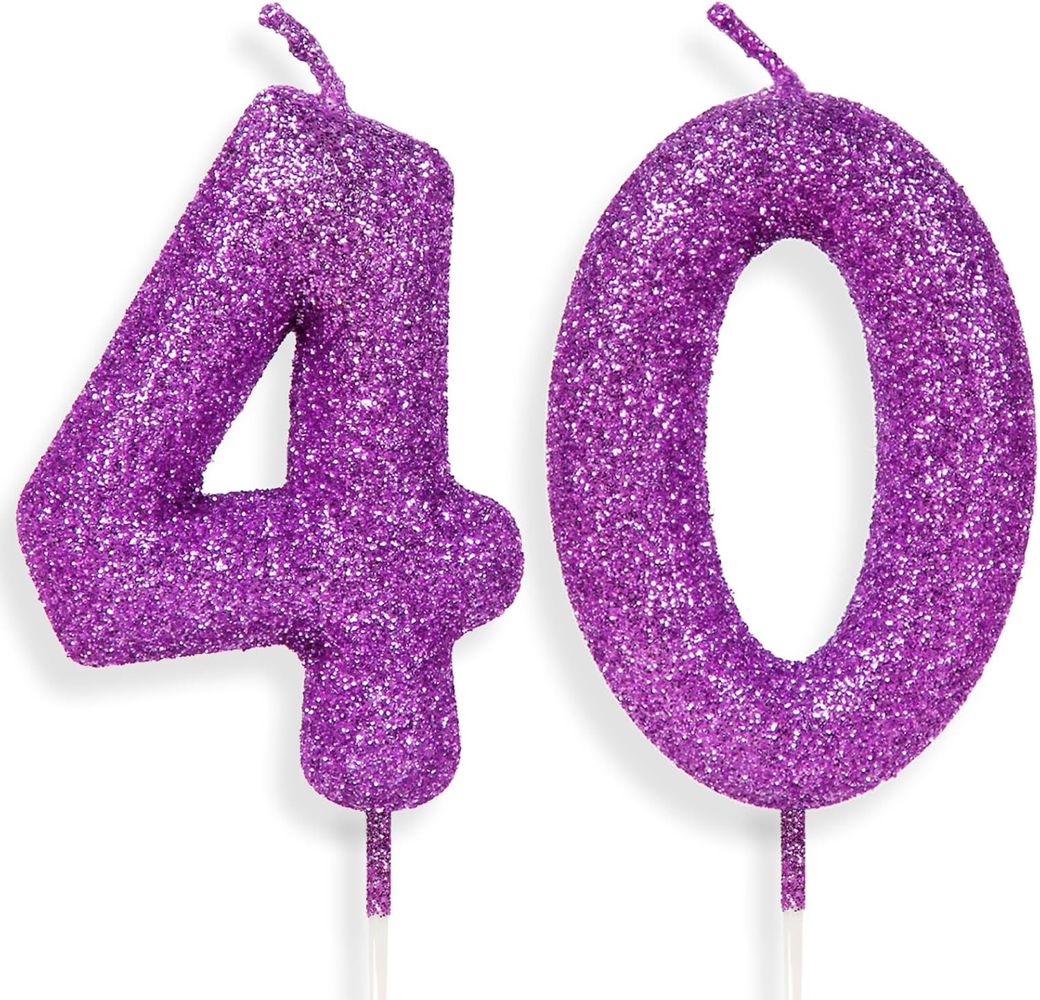 Amazon.com: 40th Glitter Birthday Candles, Purple Pink Birthday Number ...