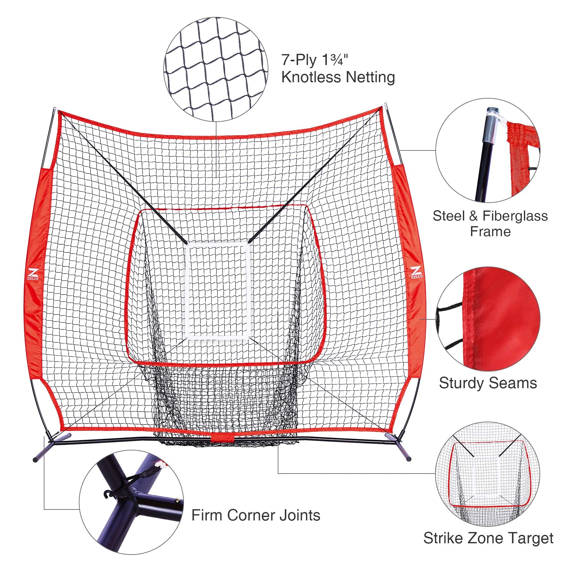 Snapklik.com : 7x7ft Baseball And Softball Practice Net + Batting Tee ...