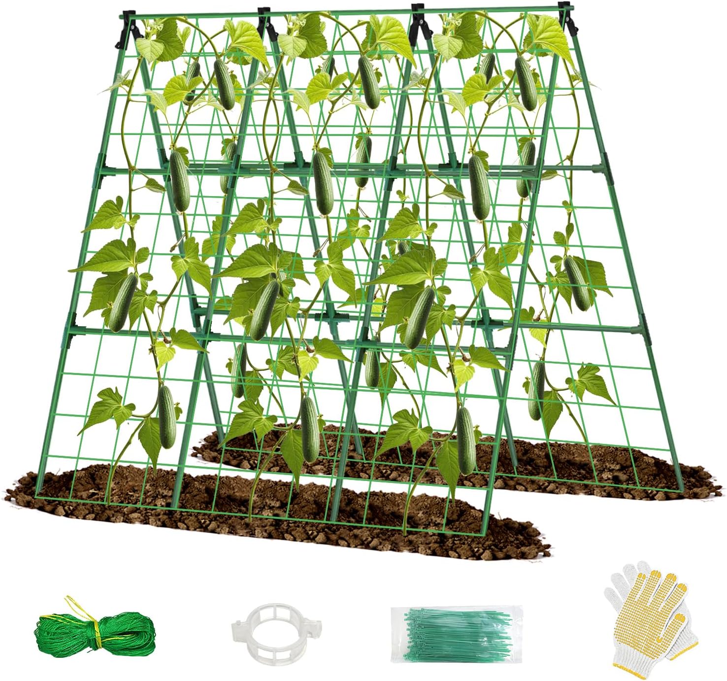 Amazon.com : 48"x53" Metal Cucumber Trellis for Raised Beds, Plastic ...