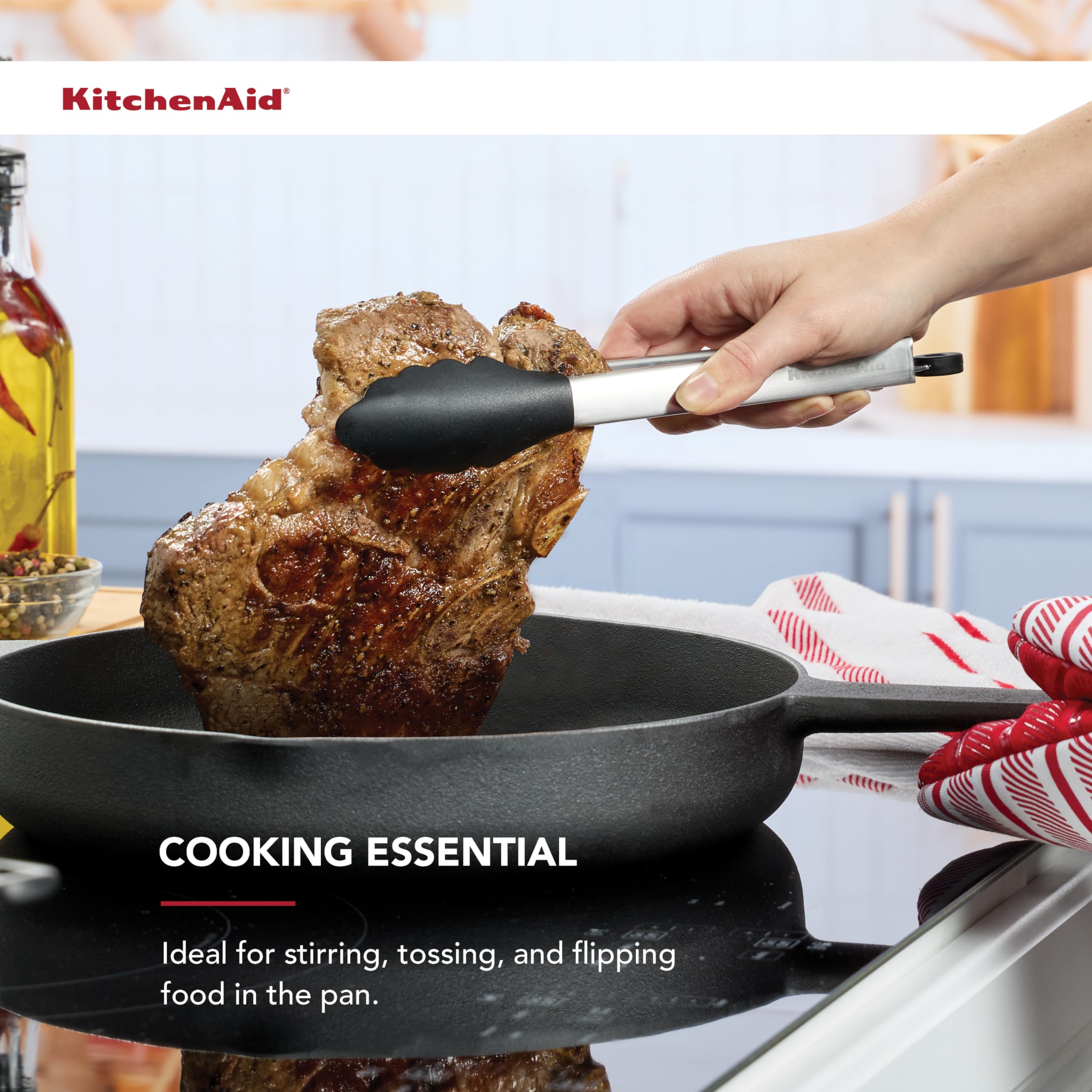Snapklik.com : KitchenAid Silicone Tipped Stainless Steel Tongs