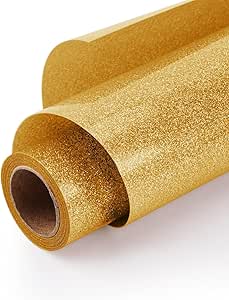 Amazon.com: HYQJJ 12 “x10FT Gold Glitter HTV Heat Transfer Vinyl Roll ...