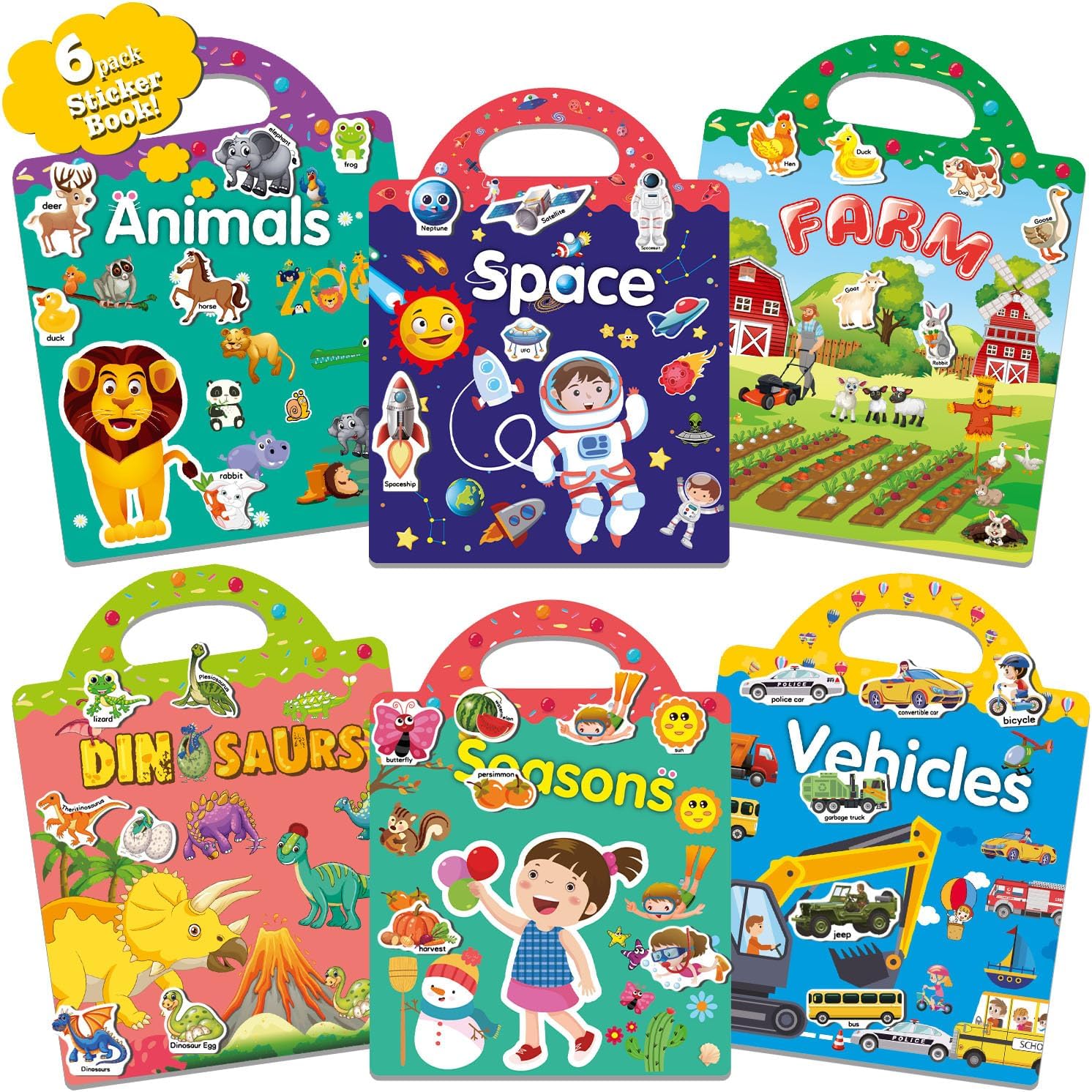 Amazon.com: Kalysky 6Set Puffy Sticker Books for Kids 2-4, 3D Reusable ...