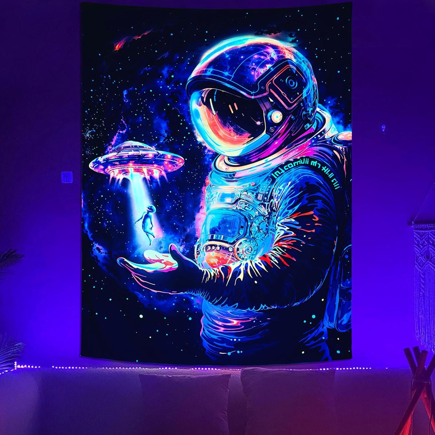 Amazon.com: Accnicc Blacklight Astronaut Space Tapestry for Bedroom ...