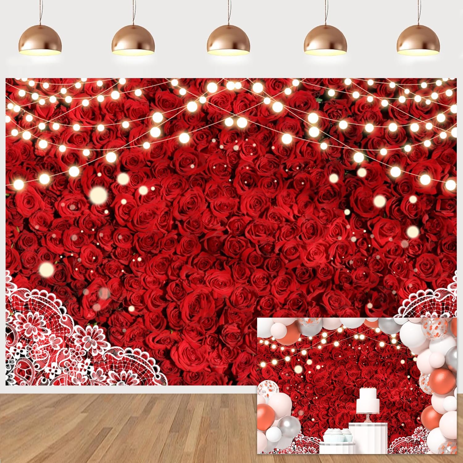 Amazon.com : Maoglfuriron 7x5ft Floral Backdrop Red Rose Flowers ...