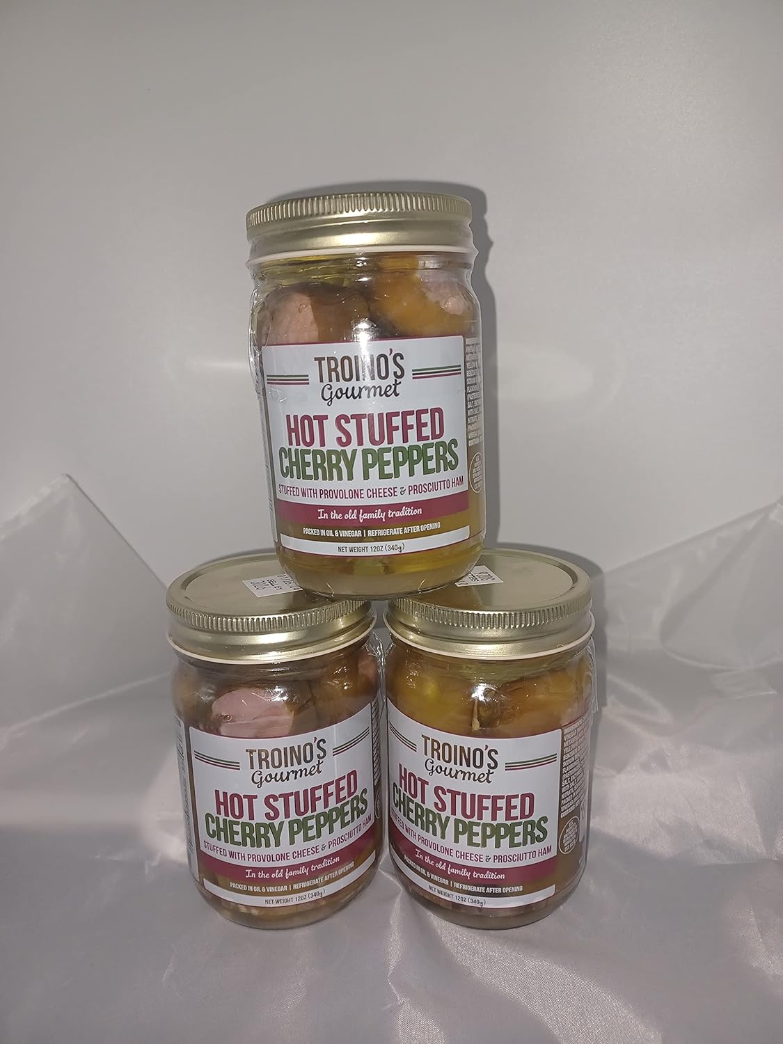 Amazon.com : Troino's Gourmet Hot Stuffed Cherry Peppers with ...