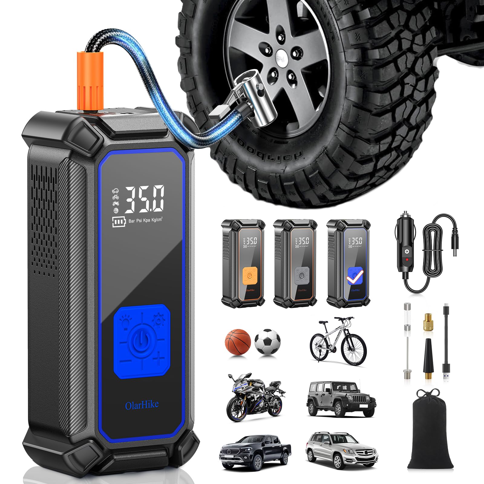 Amazon.com: OlarHike Cordless Tire Inflator Portable Air Compressor ...