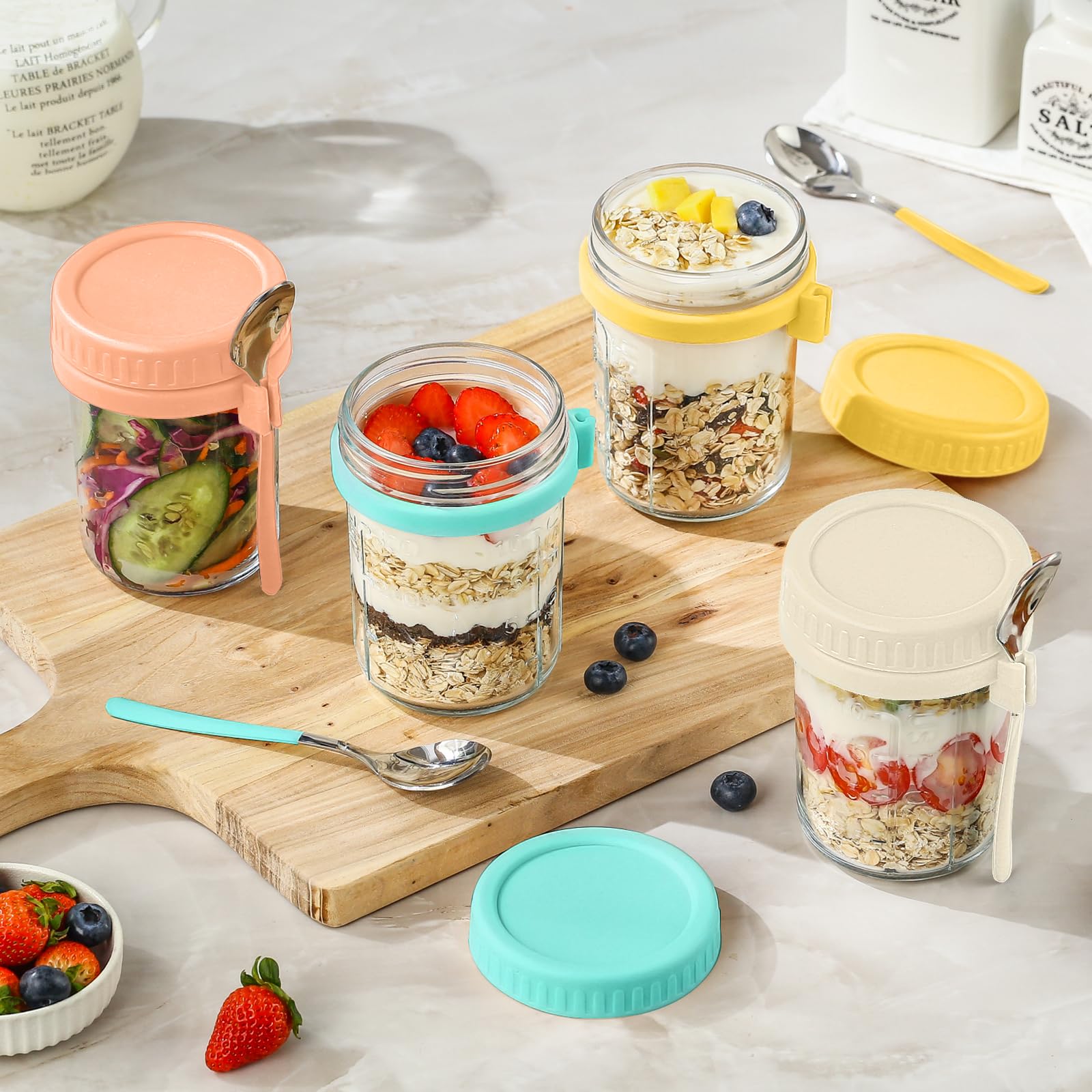 Meal Prep Containers Glass Overnight Oat Containers With Lids And ...
