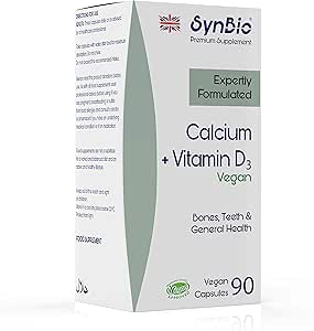 SynBio Premium - Calcium + Vitamin D3 | 90 Vegan Capsules for Enhanced ...