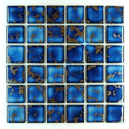 Premium Quality 2" x 2" Cobalt Blue Square Pattern Porcelain Mosaic ...