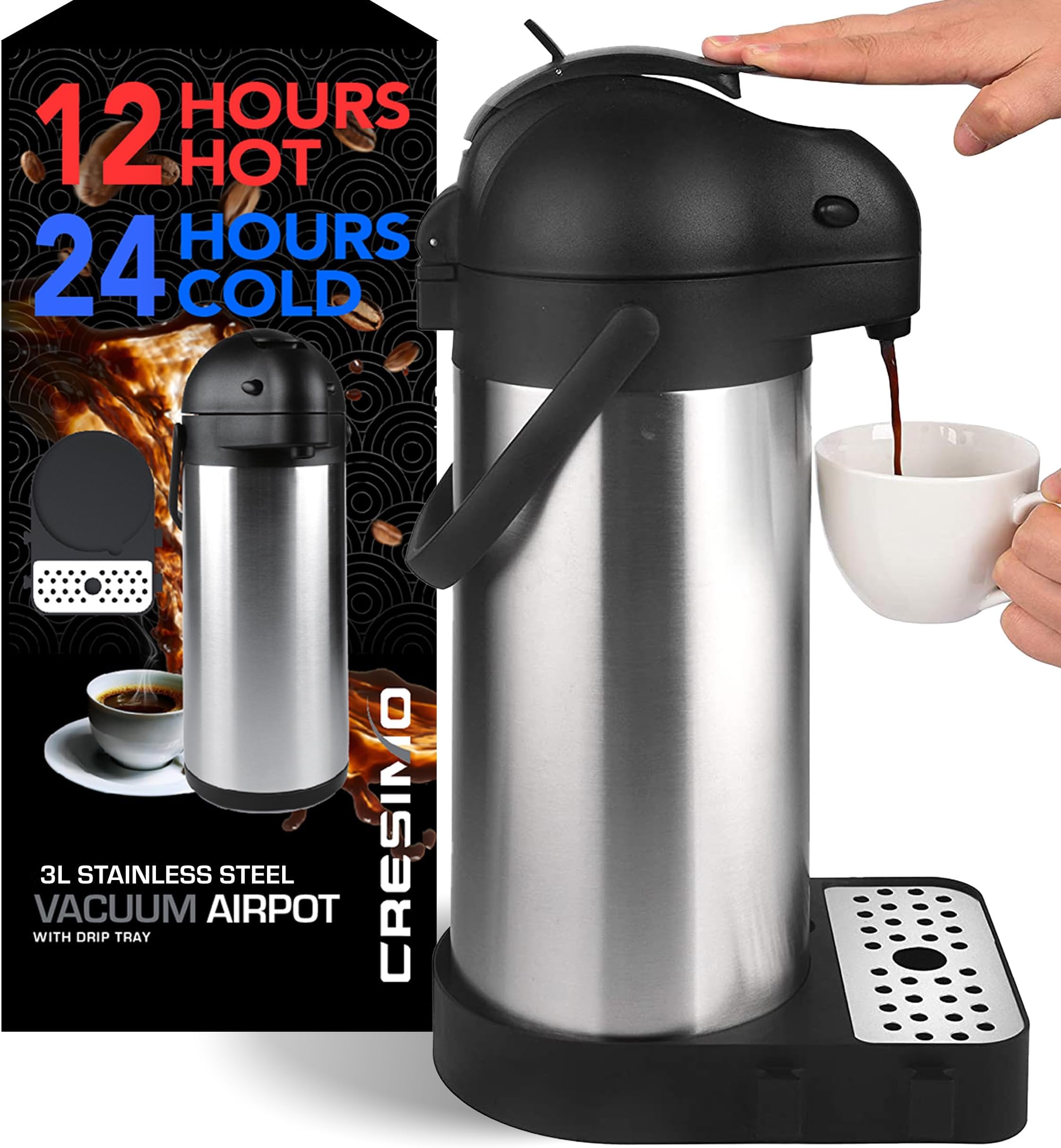Amazon.com: 101oz Coffee Carafe Dispenser with Pump & 74oz Airpot ...