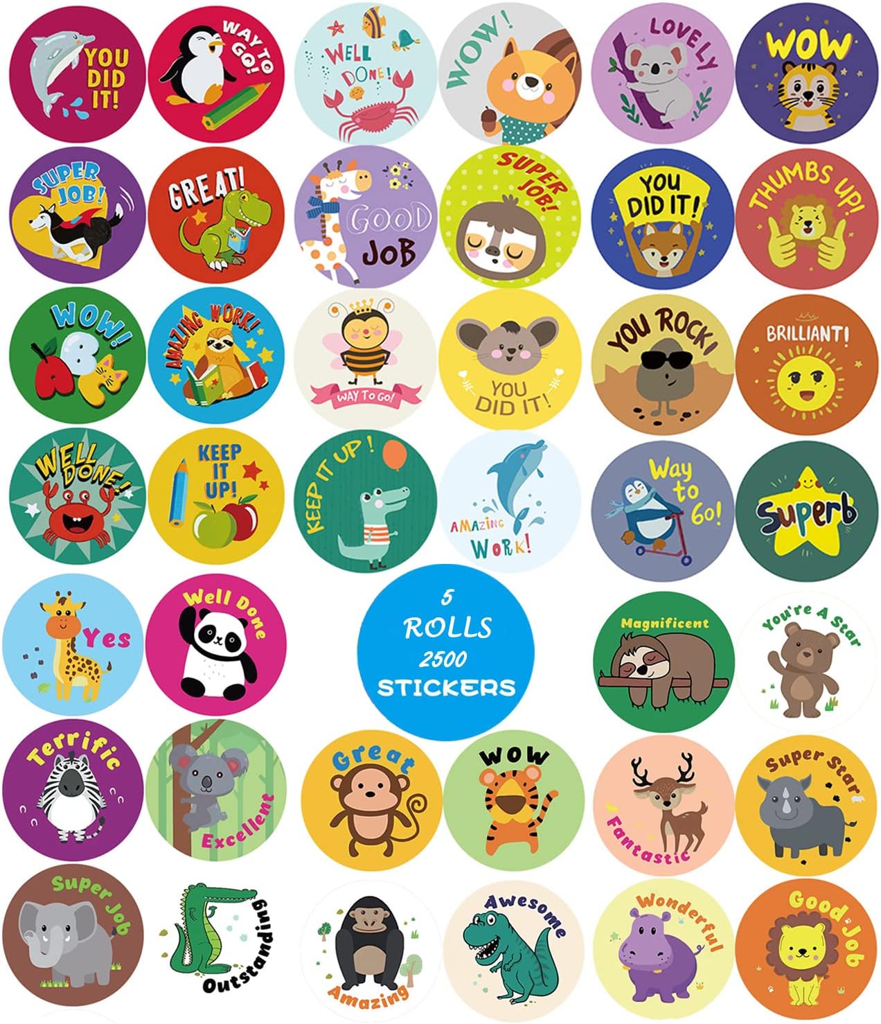 UCLEVER Reward Stickers 2500pcs for Teacher Kids in 40 Designs 1 Inch ...