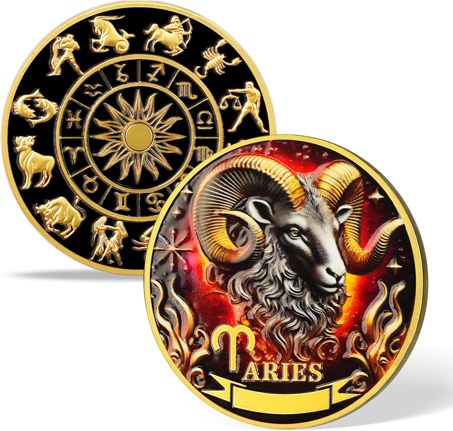Amazon.com: Aries Zodiac Sign Challenge Coin, 1 Oz Gold-Plated ...