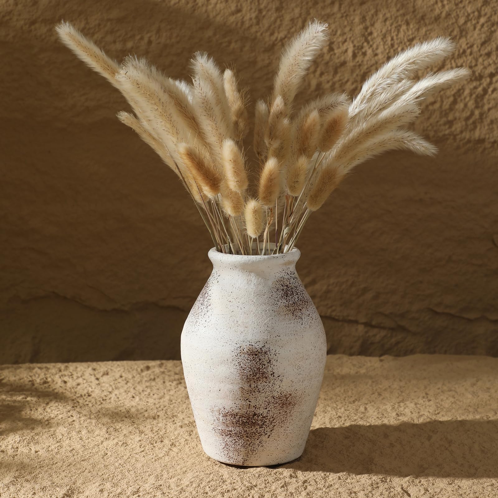 Ceramic Rustic Farmhouse Vase, Sand Glaze Finish Boho Vase, Pottery ...