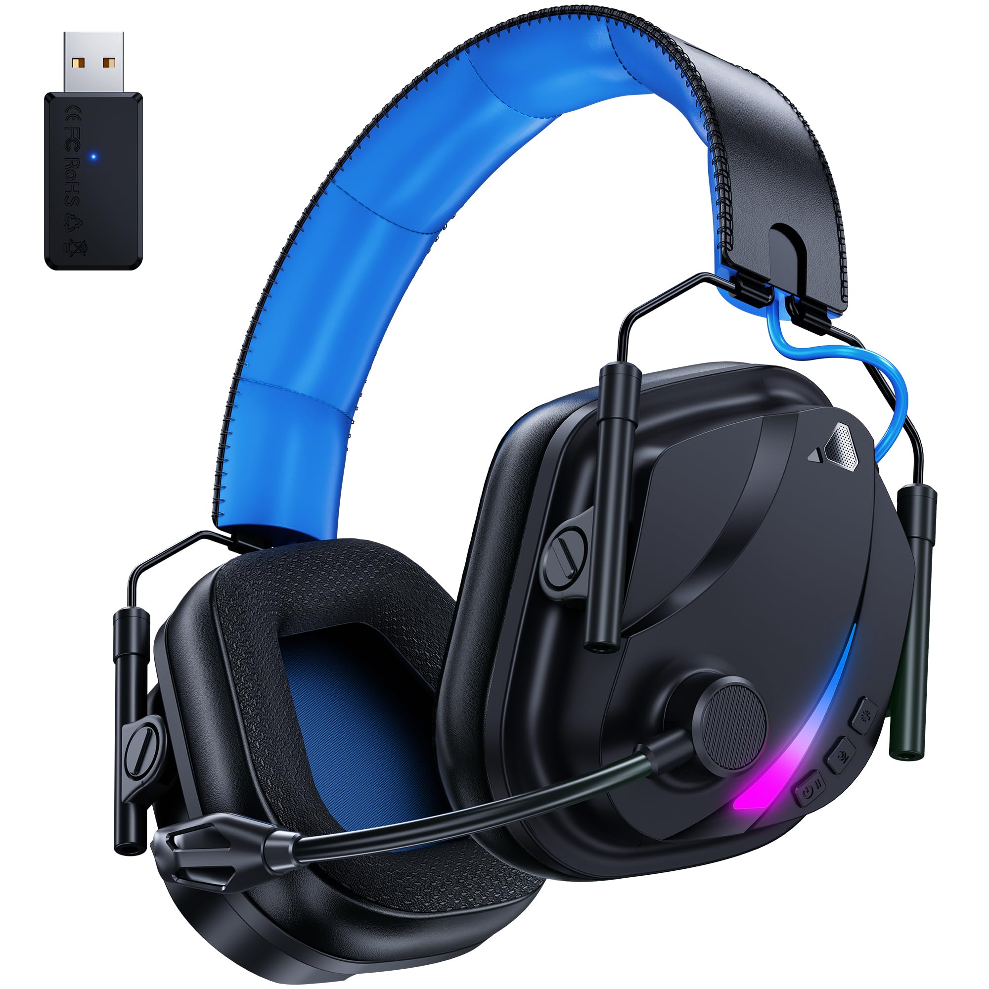Amazon.com: Vakedy HW12 Wireless Gaming Headset with Microphone 2.4GHz ...