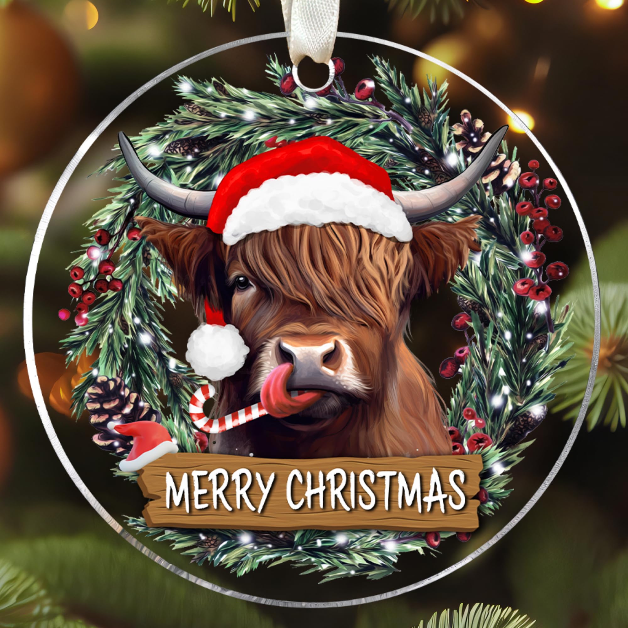 Amazon.com: Highland Cow Christmas Ornaments - Highland Cow Ornament ...