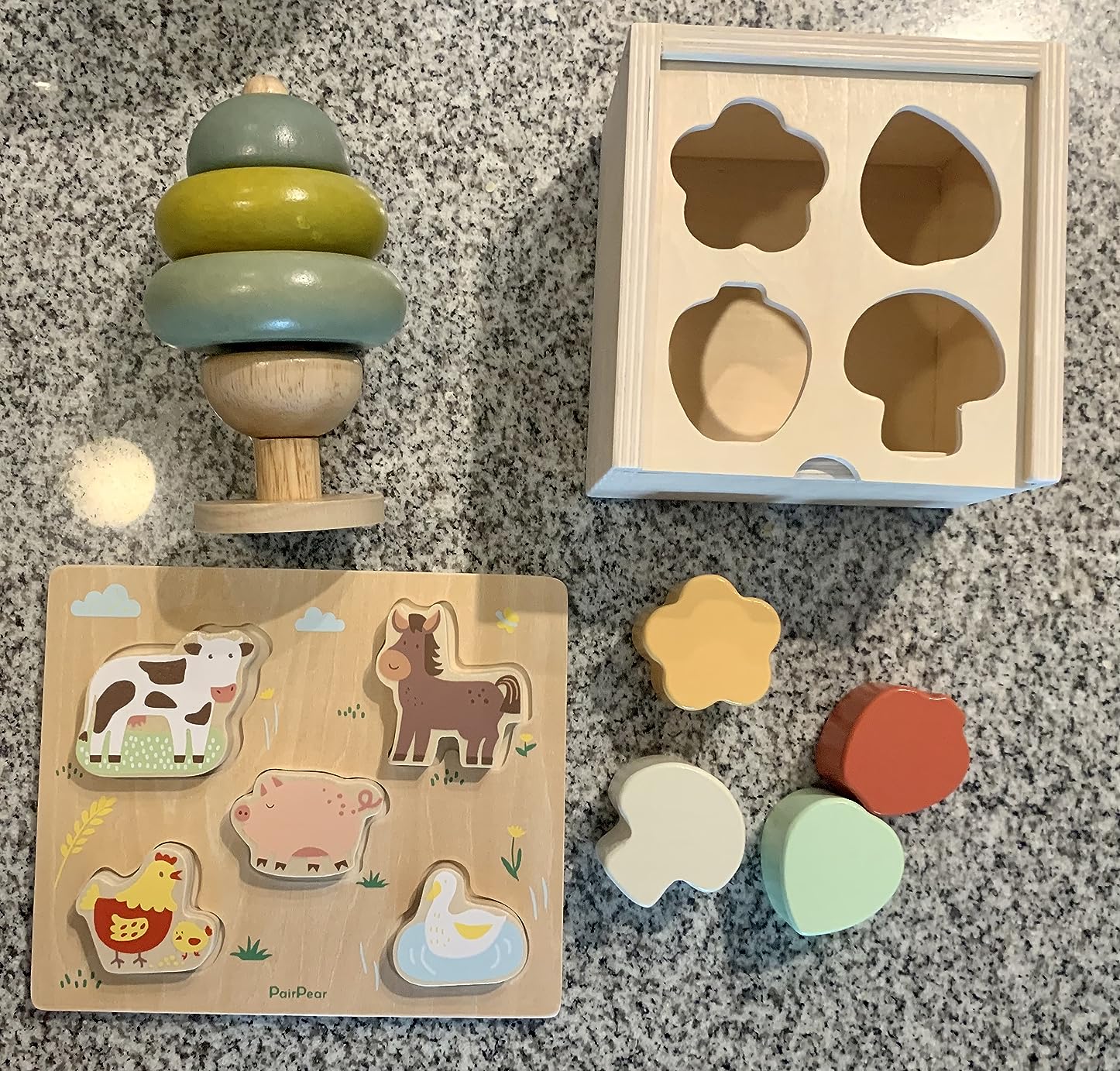 Amazon.com: PairPear Educational Toys Set 3 in 1 - Wooden Toys Shape ...