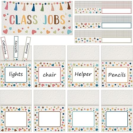 Amazon.com : 75 Pieces Class Jobs Bulletin Board Colorful Class Jobs ...