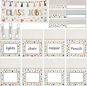 Amazon.com: Zonon Class Jobs Bulletin Board Colorful Class Jobs Pocket ...