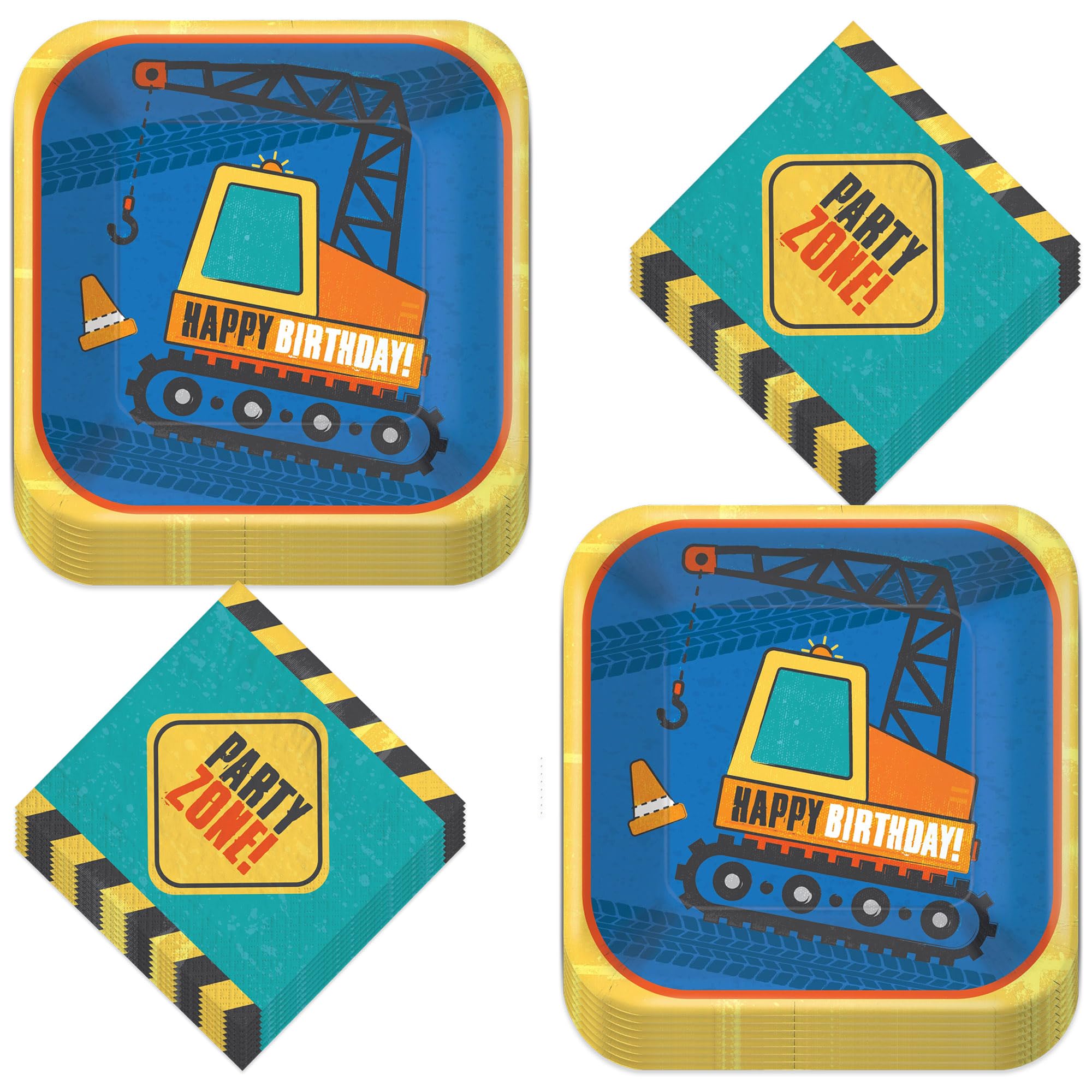 Amazon.com: Construction Party Supplies - Happy Birthday Blue ...