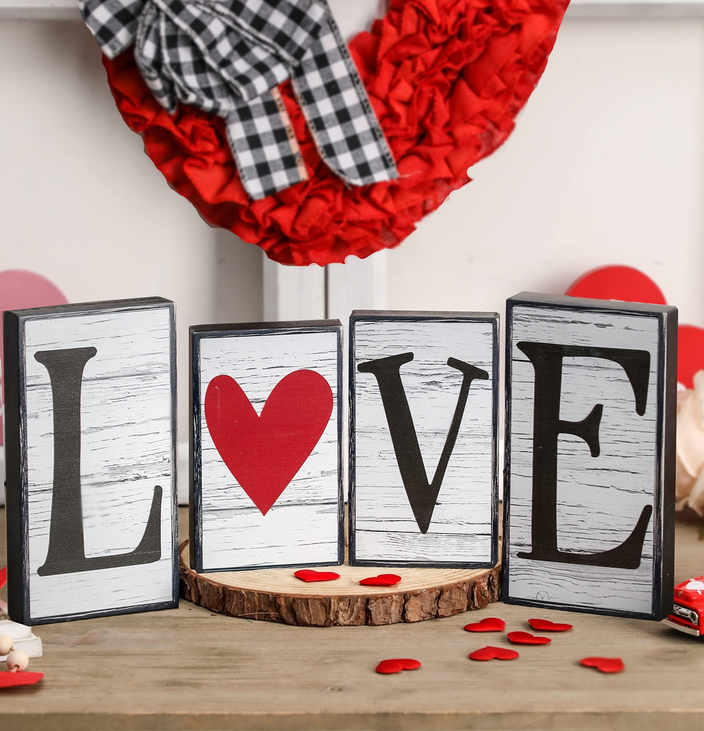 Amazon.com: Jetec Love Box Sign 5 x 6 x 1.77 Inch Wood Love Decor Block ...