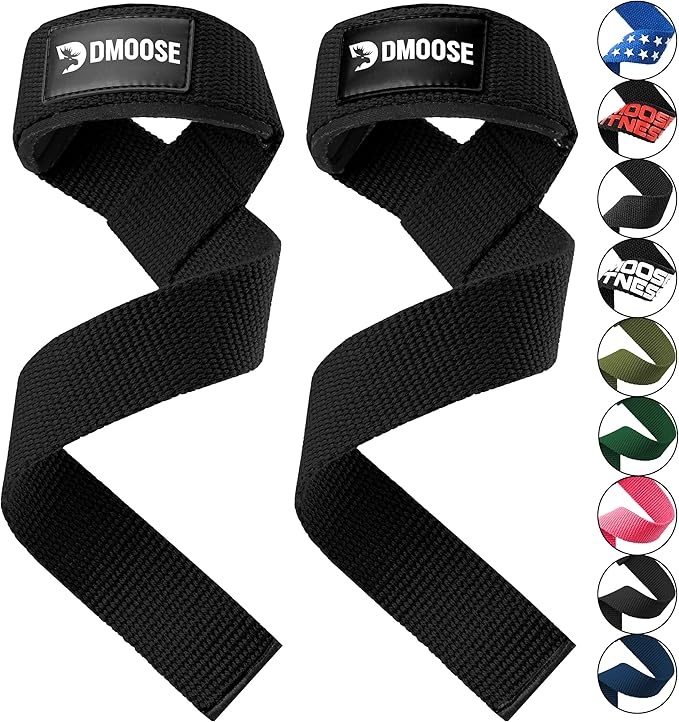 DMoose Fitness Lifting Straps - 4mm Neoprene Padded Wrist Straps for ...
