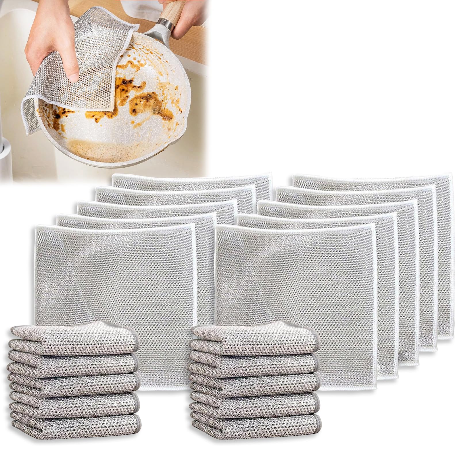 Amazon.com: 10 Pack Multifunctional Non-Scratch Wire Dishcloth, Silver ...