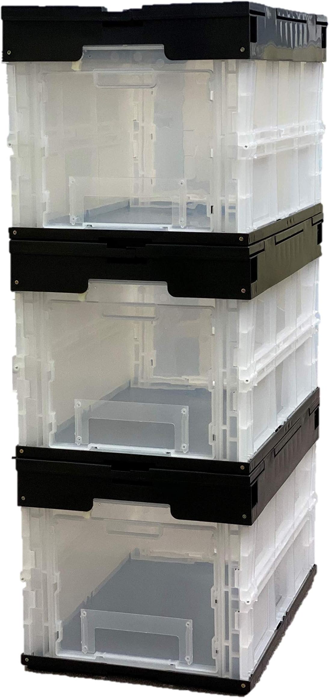 Amazon | トラスコ中山(TRUSCO) 薄型折りたたみコンテナスケル 50Lロックフタ付 透明 TSK-C50B-TM 収納ケース 収納ボックス | 物流コンテナ