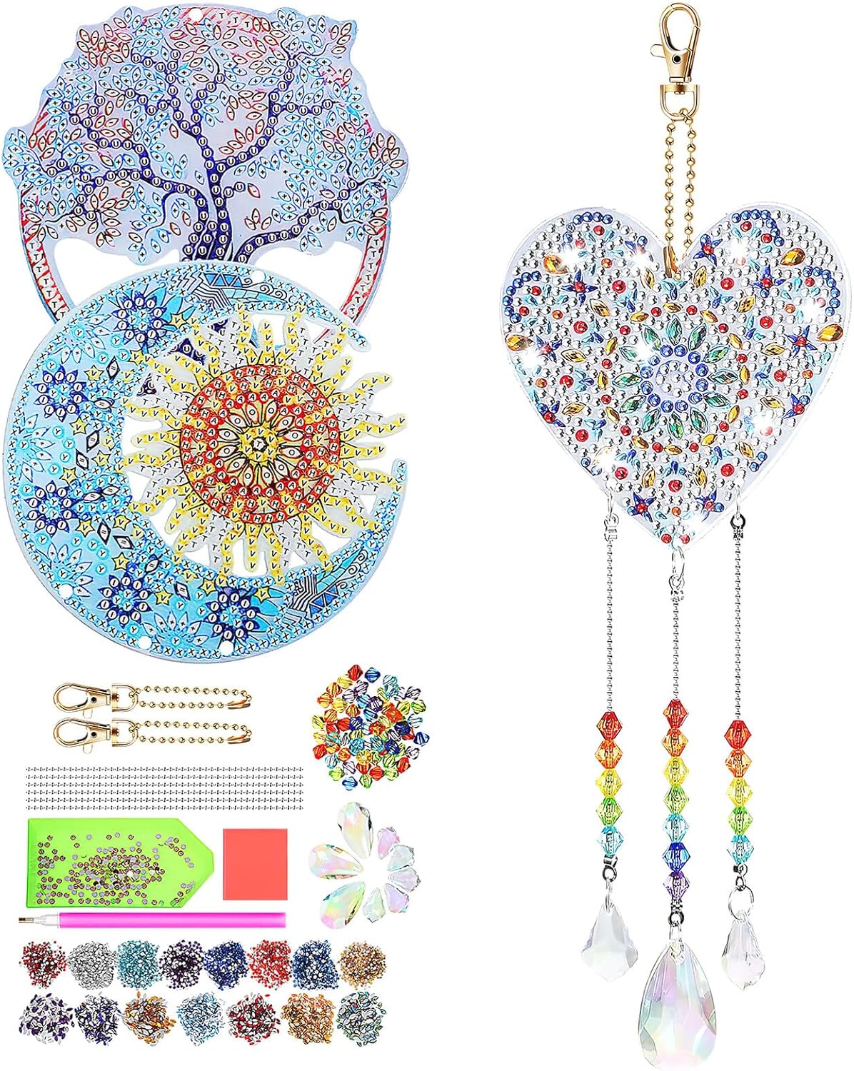 3pcs Diamond Art Wind Chimes, 5D Diamond Painting Suncatcher, Wind ...