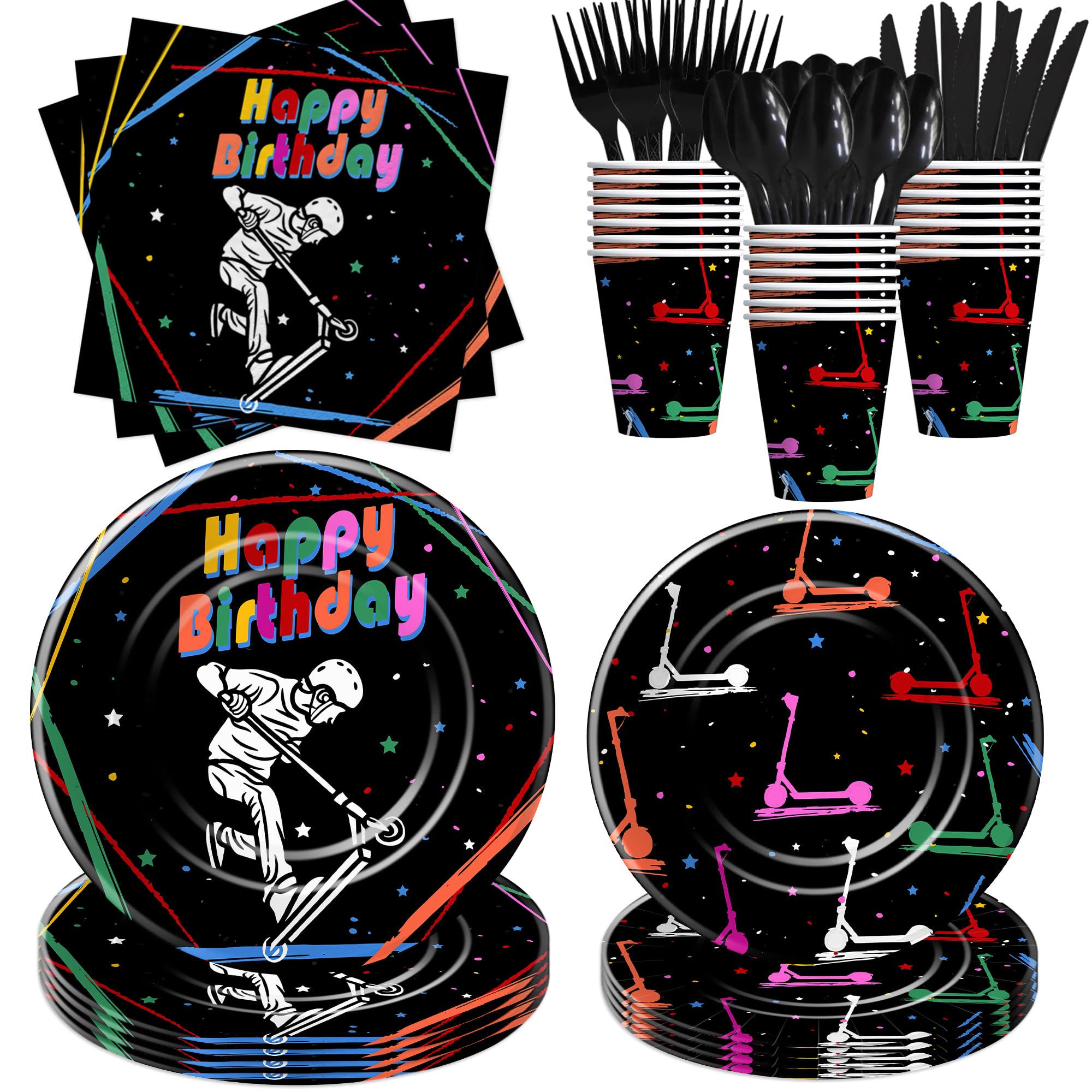 Amazon.com: YJRJSC Scooter Birthday Decorations Tableware, Scooter ...