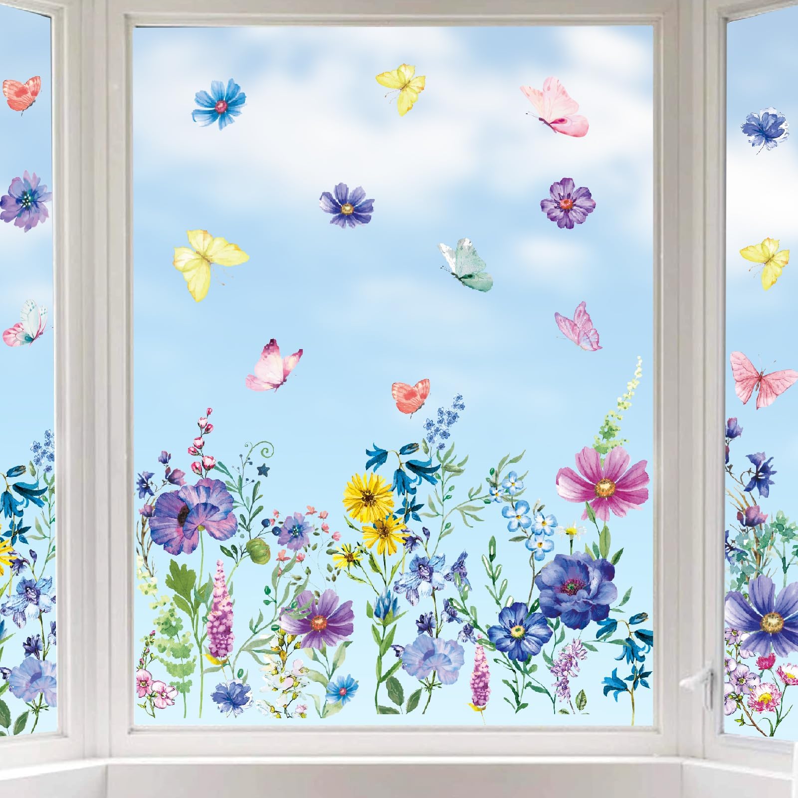 Amazon.com: JarThenaAMCS 9 Sheet Spring Summer Floral Window Cling ...
