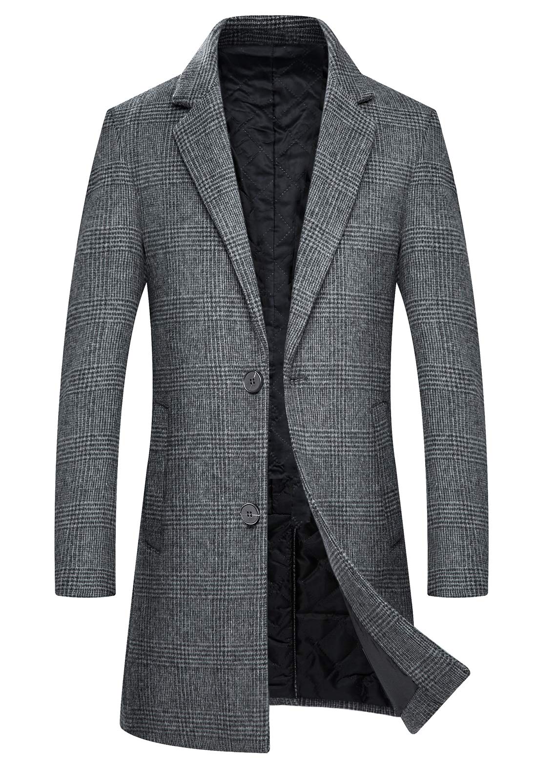 zeetoo Men's Wool Peacoat Winter Buttons Jacket Windproof Classic Pea ...
