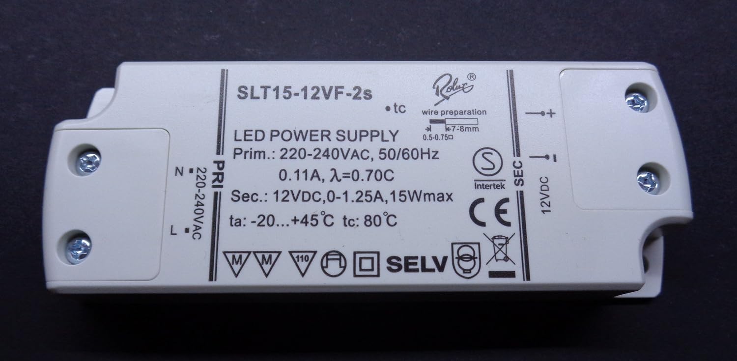 Self SLT15-12VF-2 LED Transformer 12 V 0-15 Watt 1.25 A : Amazon.co.uk ...