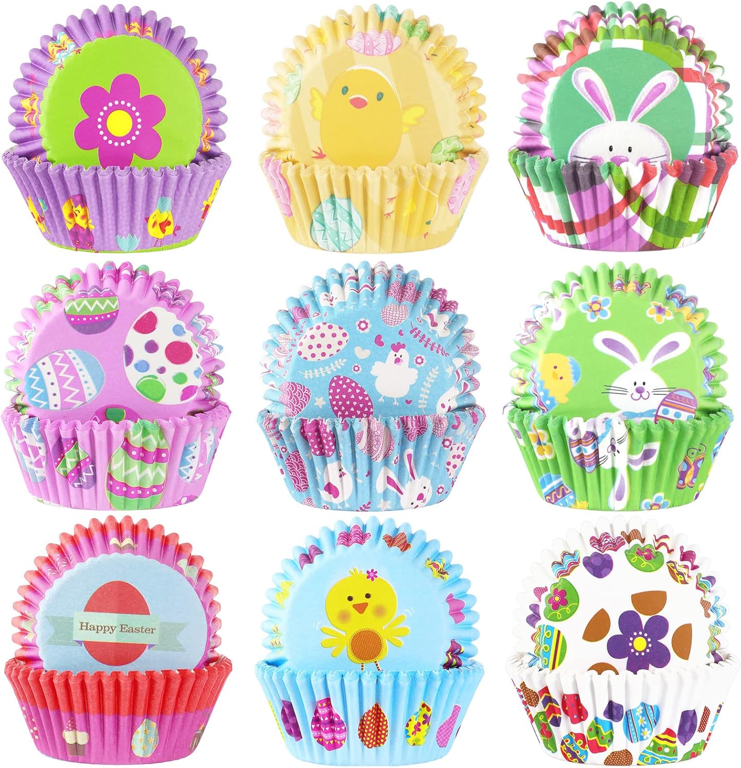 SANNIX 450pcs Easter Cupcake Liners, Bunny Chick Egg Baking Cups ...