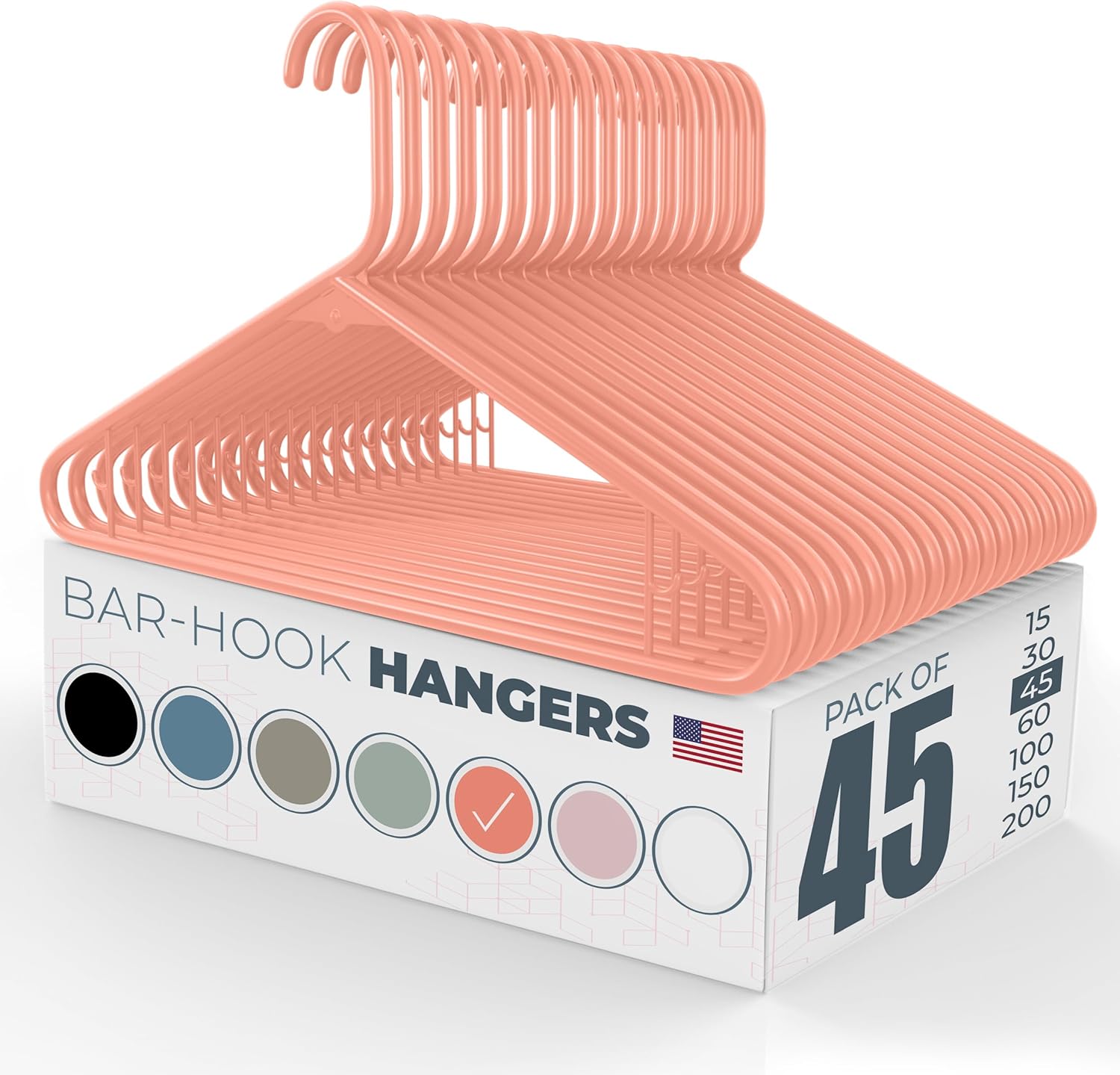 Amazon.com: Made in USA Strong Clothes Hangers Bulk, 20-100 Pack ...