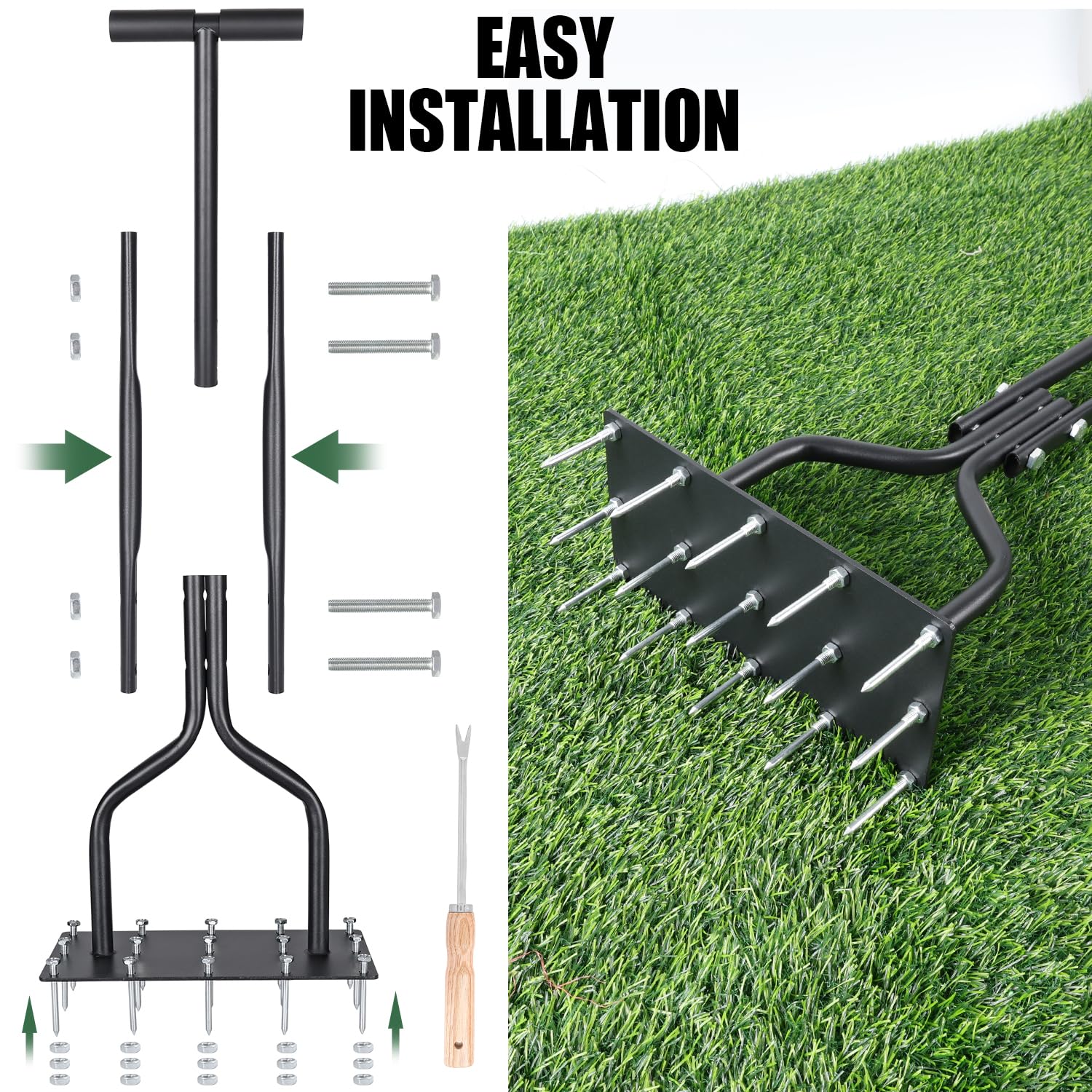 Upgraded Lawn Aerator Lawn Plug Aerator, Yard Core Aerator Manual ...