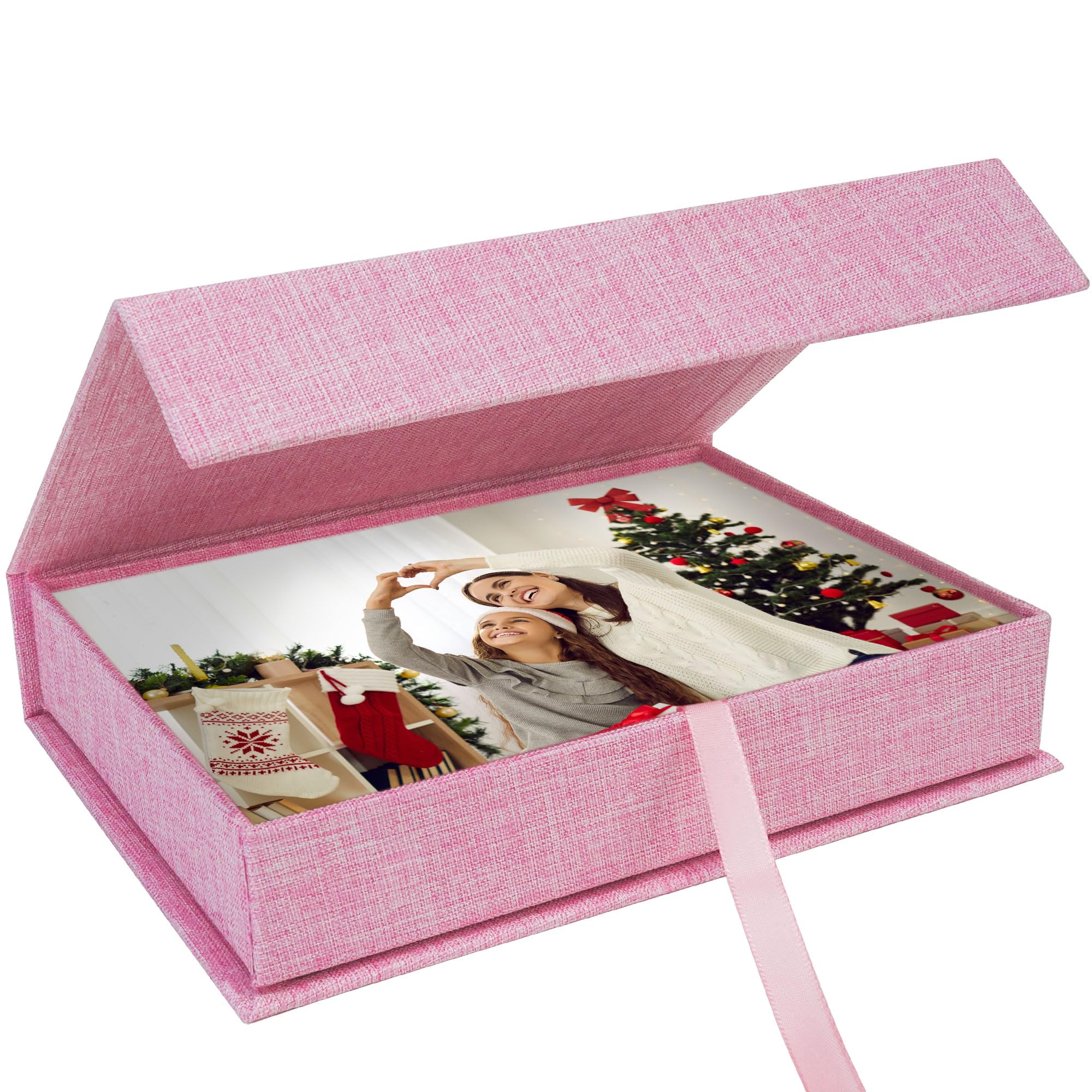 Amazon.com: Hiwhy Photo Storage Box 5x7, Linen Photo Box, Memory Box ...