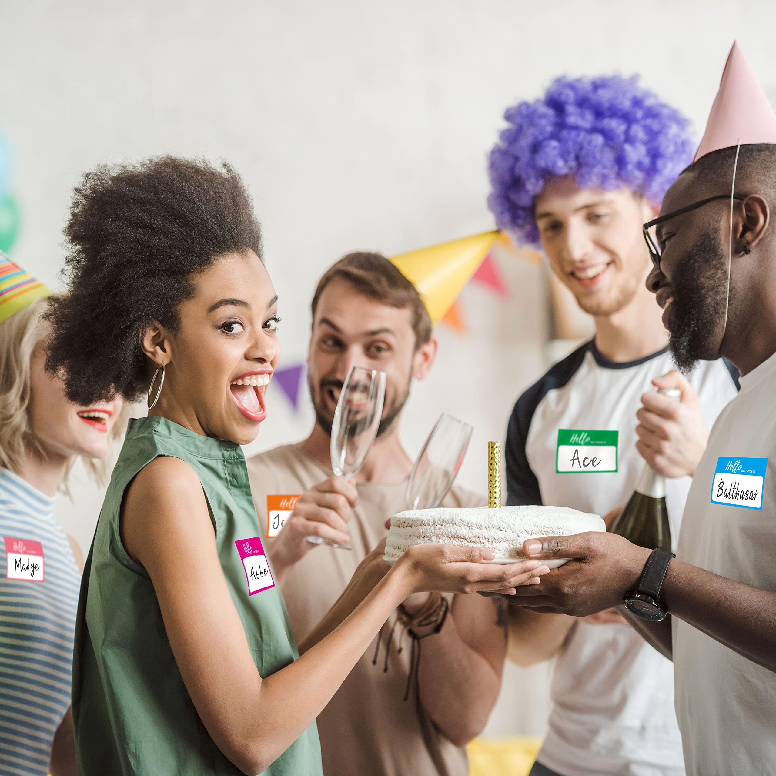 Snapklik.com : 405 PCS Colorful Name Tag Stickers, White Script Fonts ...