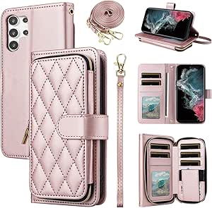 Amazon.com: Furiet Argyle Wallet Case for Samsung Galaxy S25 Ultra 5G with Wrist Strap Shoulder ...