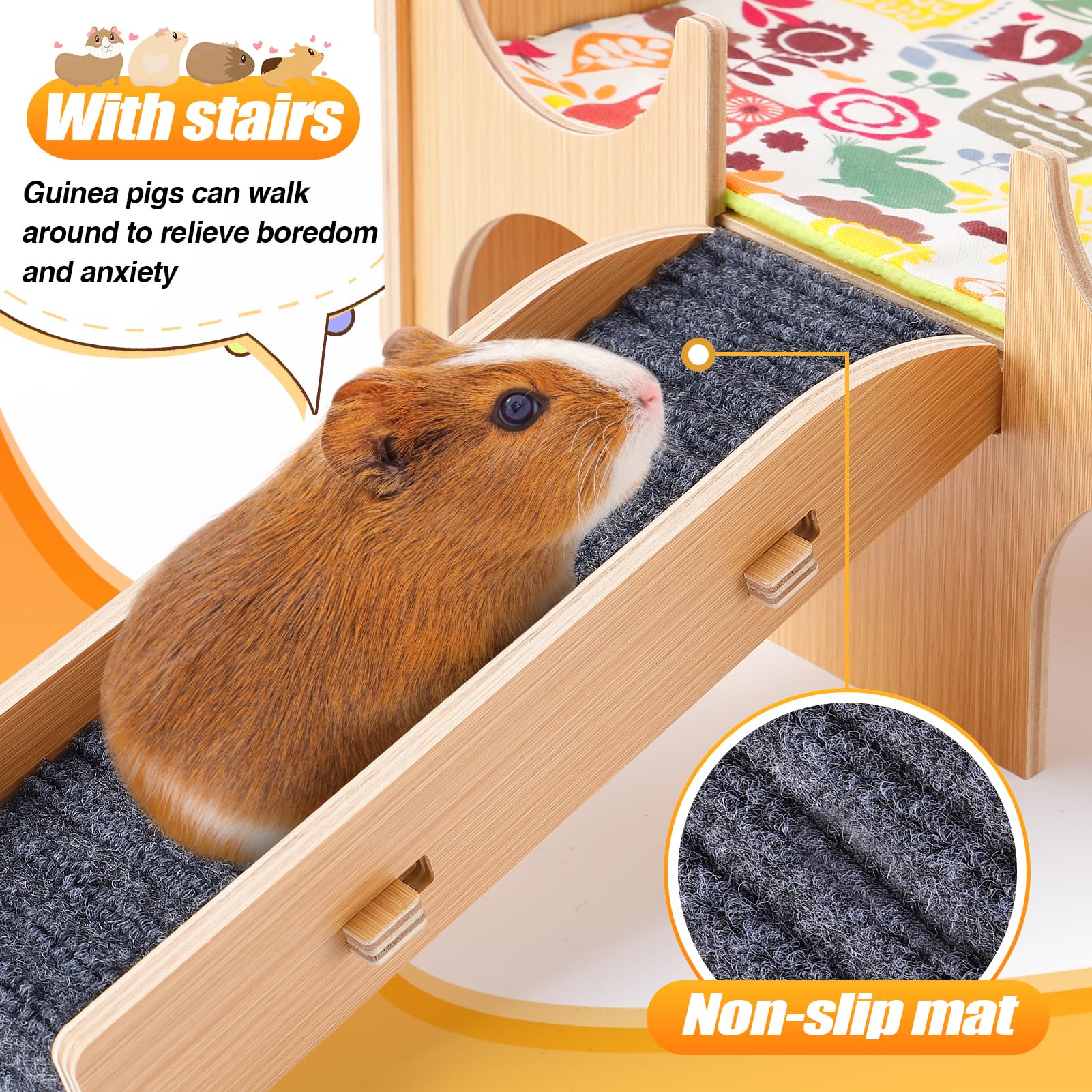 Snapklik.com : Enlarged Guinea Pig Castle, Wooden Guinea Pig Hideout Bed