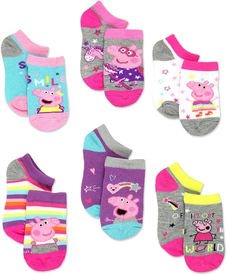 Amazon.com: Peppa Pig Girls Toddler 6 Pack Socks Set (Shoe: 7-10 (Sock ...