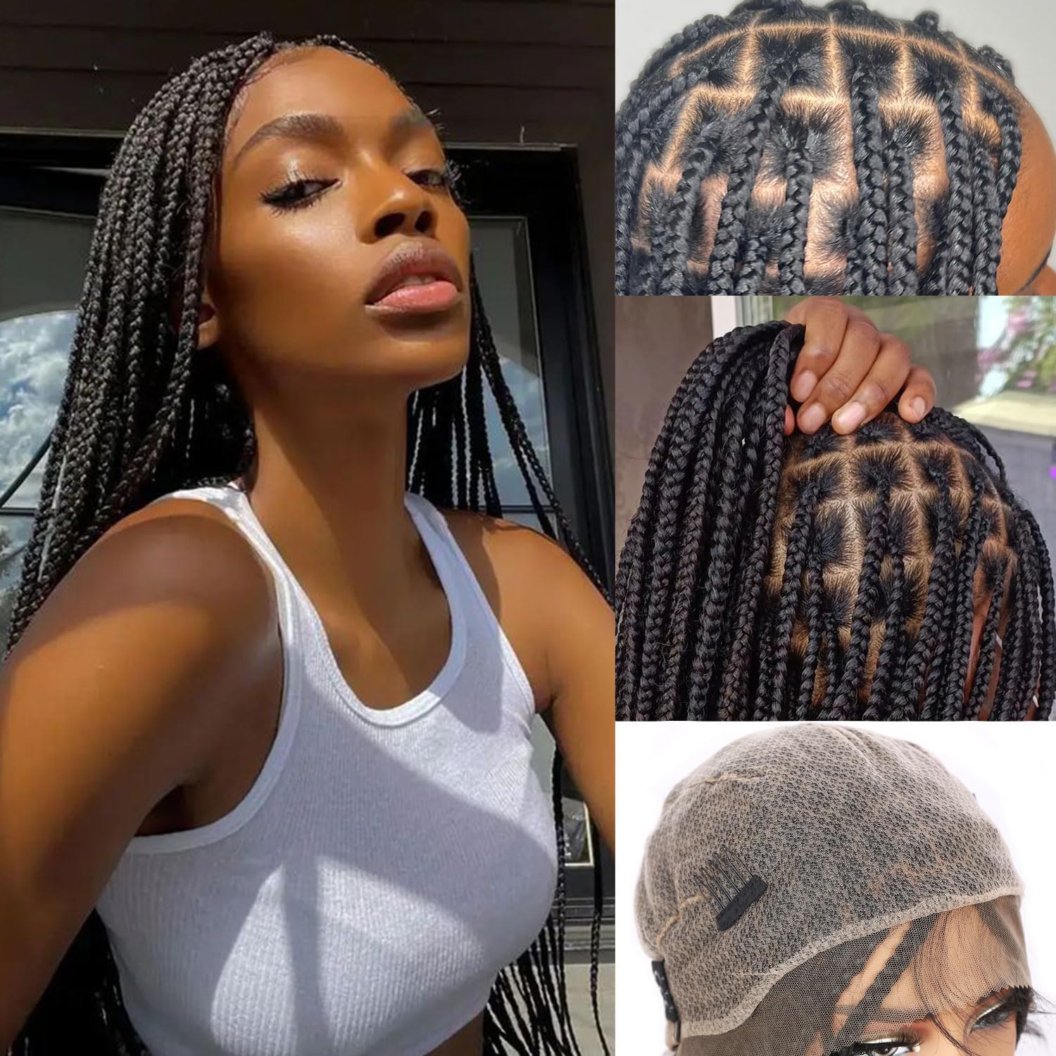 Amazon.com : Miz Barn 360 Full Lace Front Knotless Boho Box Braid Wigs ...
